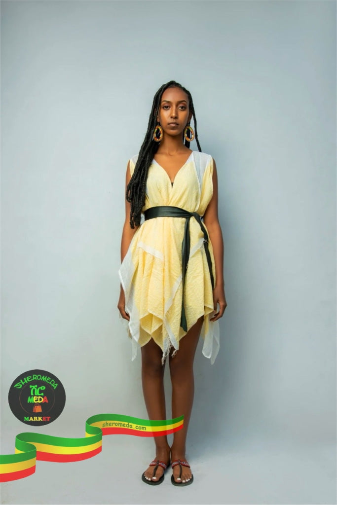 Flowy Yellow shema vest by Kunjina