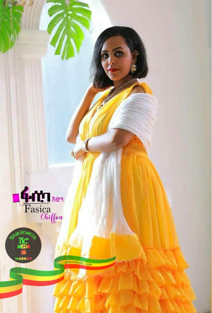 Yellow wave enkutatash dress